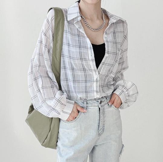 韓国 風 格子の シャツ ゆったり 長袖の ファッション 小さい 人気 日焼け 止めの 服 レディース トップスシャツ生地名: その他主な生地構成: ポリエステル（ポリエステル繊維）主な生地構成 2: その他パターン: その他スタイル: カ...