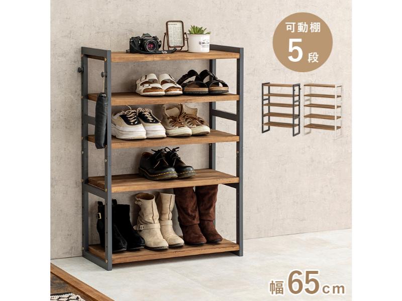 《商品詳細》 素材:主材:天然木（パイン） 製品サイズ:(約)幅65(フック含む67)×奥行28×高さ92cm ■フック2個付■可動棚:5枚(6cmピッチ) 組立:組立式 原産国:中国製
