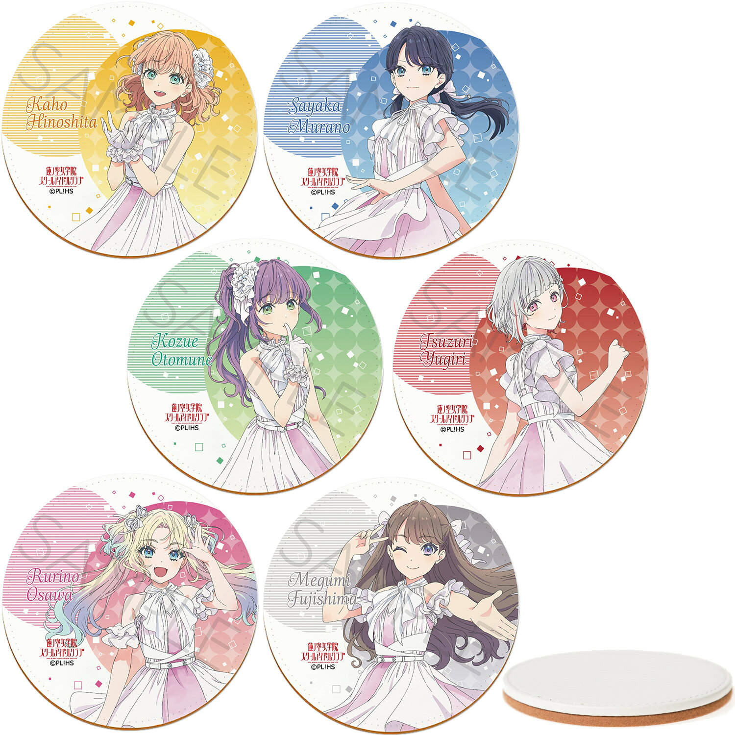 商品詳細発売日2024年8月下旬商品説明『ラブライブ！蓮ノ空女学院スクールアイドルクラブ』第4弾より、PUレザー製コースターの登場です。YA(日野下 花帆) YB(村野 さやか) YC(乙宗 梢) YD(夕霧 綴理) YE(大沢 瑠璃乃) ...