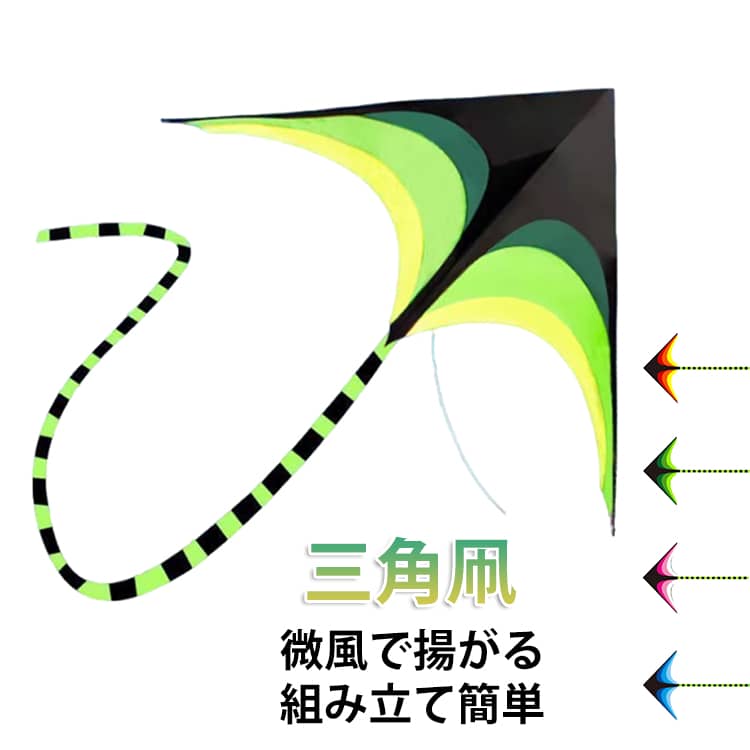 ポールを差し込むだけで簡単に組み立てられる、微風でも飛ばせるシンプルカイト。な三角形デザインで、初心者でも手軽に凧揚げを楽しめます。弱い風でも安定して飛びやすく、お子様から大人まで幅広く遊べるのが魅力。リール付きで糸の巻き取りもスムーズに行...