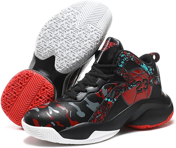 バスケットシューズ メンズ レディース バッシュ ジュニア ハイカット スニーカー 厚底 ウォーキングシューズ 幅広 ランニングシューズ 通気性 履きやすい 疲れにくい 運動靴 日常着用 男女兼用 23.0cm-28.0cm MD +ラバー...