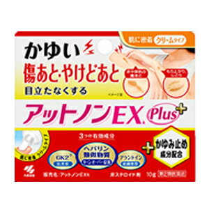 製品名 アットノンEXk 製品の特徴 【アットノンEXプラスの商品詳細】 ●傷あとに効果的な有効成分が傷あとを治していく。 (1)ヘパリン類似物質が、血行を促進して皮ふの新陳代謝を促す。 (2)アラントインが、傷ついた皮ふの組織を修復する。...