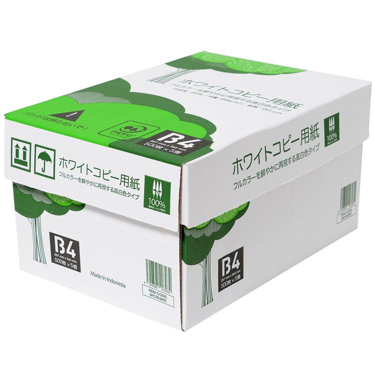 普段使いに最適なコピー用紙。●商品サイズ（cm）幅約25.7×奥行約36.4×高さ約22.5●商品重量約15.9kg●材質バージンパルプ、コピー用紙（検索用：コピー用紙 B4 ホワイトコピー用紙 コピー 用紙 印刷用紙 白色度93％ 紙厚0...