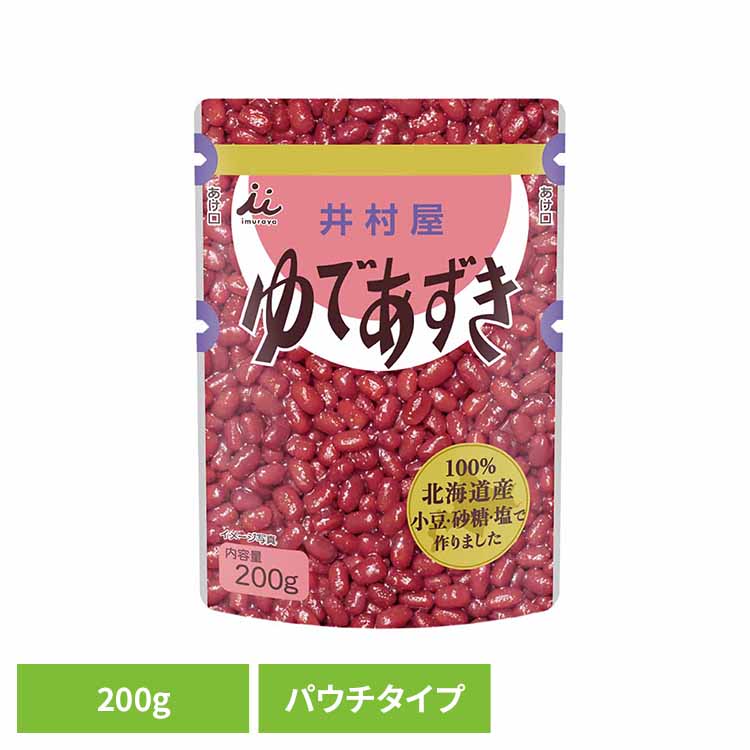 小豆、砂糖、塩の使用原料全てに北海道産を使用し、小豆の風味豊かなゆであずきです。井村屋で60年間培ってきたゆであずきの製法を活かし、粒感がありながらも適度なあんの出た使いやすい性状に仕上げています。パッケージは、使い勝手の良いパウチタイプで...