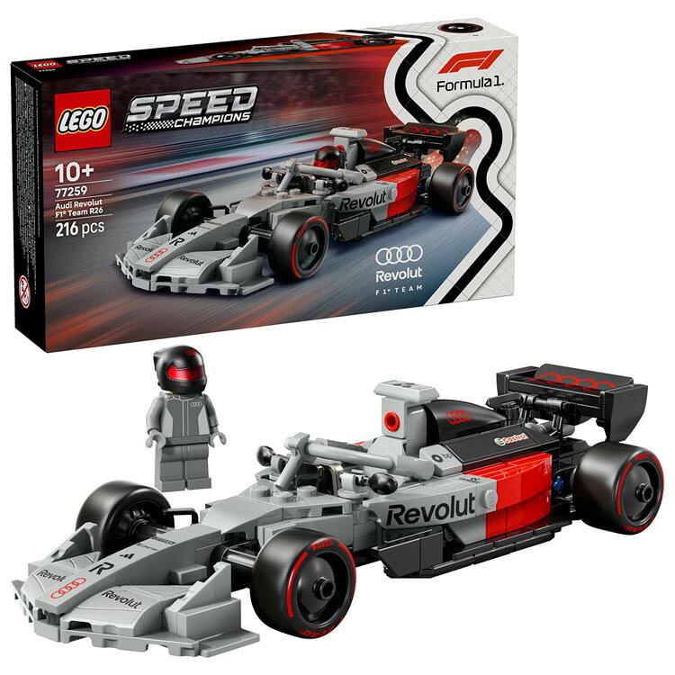 ●AUDI REVOLUT F1 TEAM レースカーのおもちゃ：車好きのお子さまが、組み立てとディスプレイ、レースごっこを満喫できる組み立てセット●ドライバーのミニフィギュア1体：Audiチームのレーススーツとヘルメットを身に着けたミニフ...