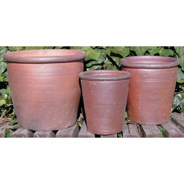 大型 どっしりした質感の陶器鉢　お買い得3点セット寸胴鉢 大中小3個セット TD-650　 【大型送料商品】厚みと重量感のあるどっしりした質感が特徴の大型鉢の3点セットです。サイズ（約）L／直径47cm、高さ42cmM／直径35cm、高さ3...