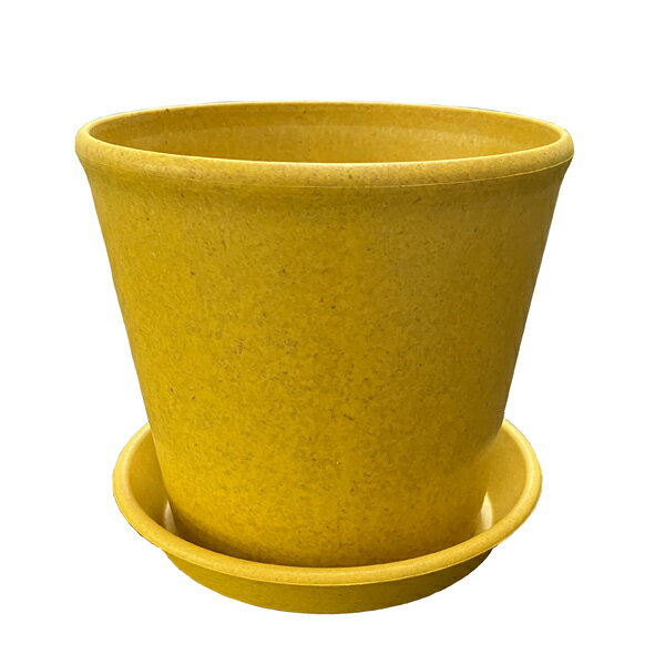 もみ殻を使ったエコなプラ鉢もみっくポット6号イエローと受け皿のセット（直径18cm、高さ16.2cm、容量2.2L）これまで廃棄されていたもみ殻を再利用したもみっくの鉢と受け皿のセットです。軽量でとても丈夫なもみっくは繰り返し使用することが...