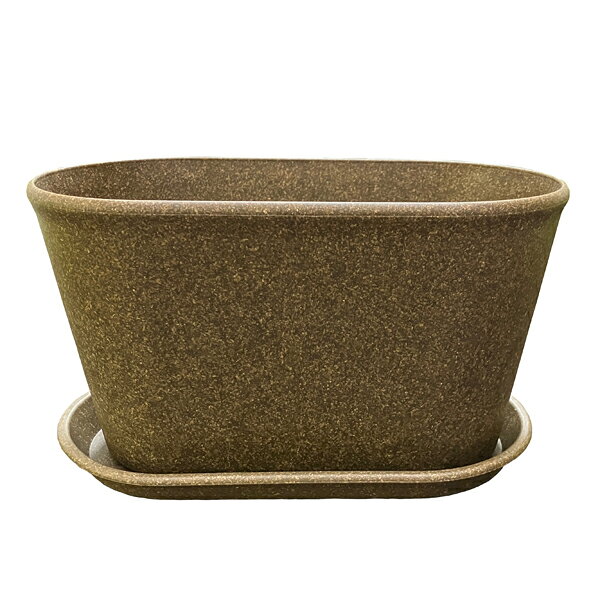 もみ殻を使ったエコなプラ鉢もみっくプランター32型ブラウンと受け皿のセット（幅34cm、奥行き16cm、高さ20cm、容量2.3L））これまで廃棄されていたもみ殻を再利用したもみっくの鉢と受け皿のセットです。軽量でとても丈夫なもみっくは繰り...