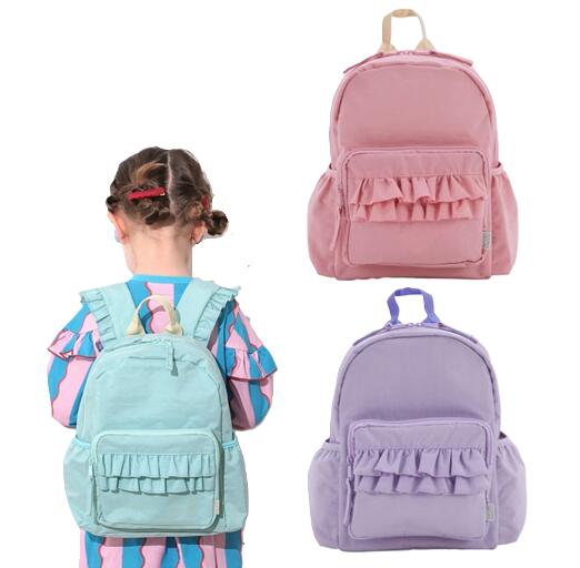 *****いっぱいのフリルが目を引くリュック/バッグ♪****とってもキュート♪幼稚園へ行くのが楽しくなりそうです 無地だから、幼稚園バックとしてはもちろん、遠足/お散歩等に　長くお使いいただけますね ●素材 ：ポリエステル　100% ●カ...