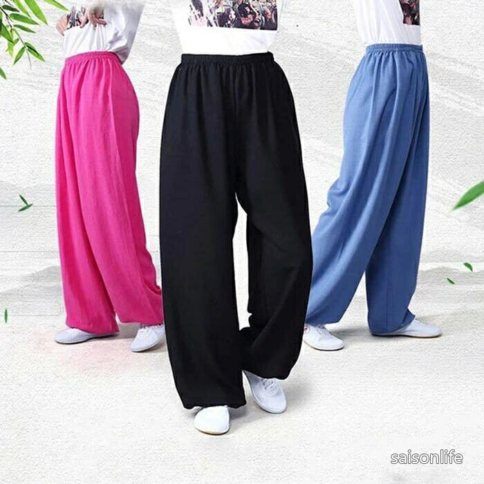 商品 太極拳パンツ素材綿麻サイズXS ウエストゴム ヒップ114 総長102 適応体重40-45kg 適応身長150-155S ウエストゴム ヒップ116 総長104 適応体重50-55kg 適応身長155-160M ウエストゴム ヒップ1...