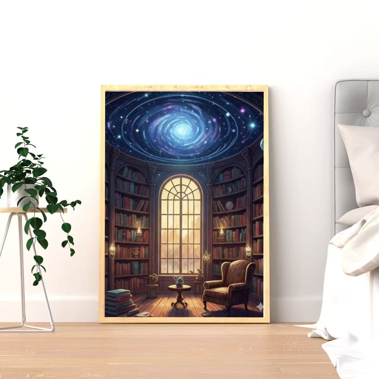 【新作・数量限定】幻想ダイヤモンドアート 宇宙と知の世界が静かに交差する、幻想的なダイヤモンドアート作品。 天井に広がる銀河と、窓の向こうへ続く光の道—— まるで物語の中に入り込んだような、深い没入感を味わえます。 本作品は、 フェアリーダ...