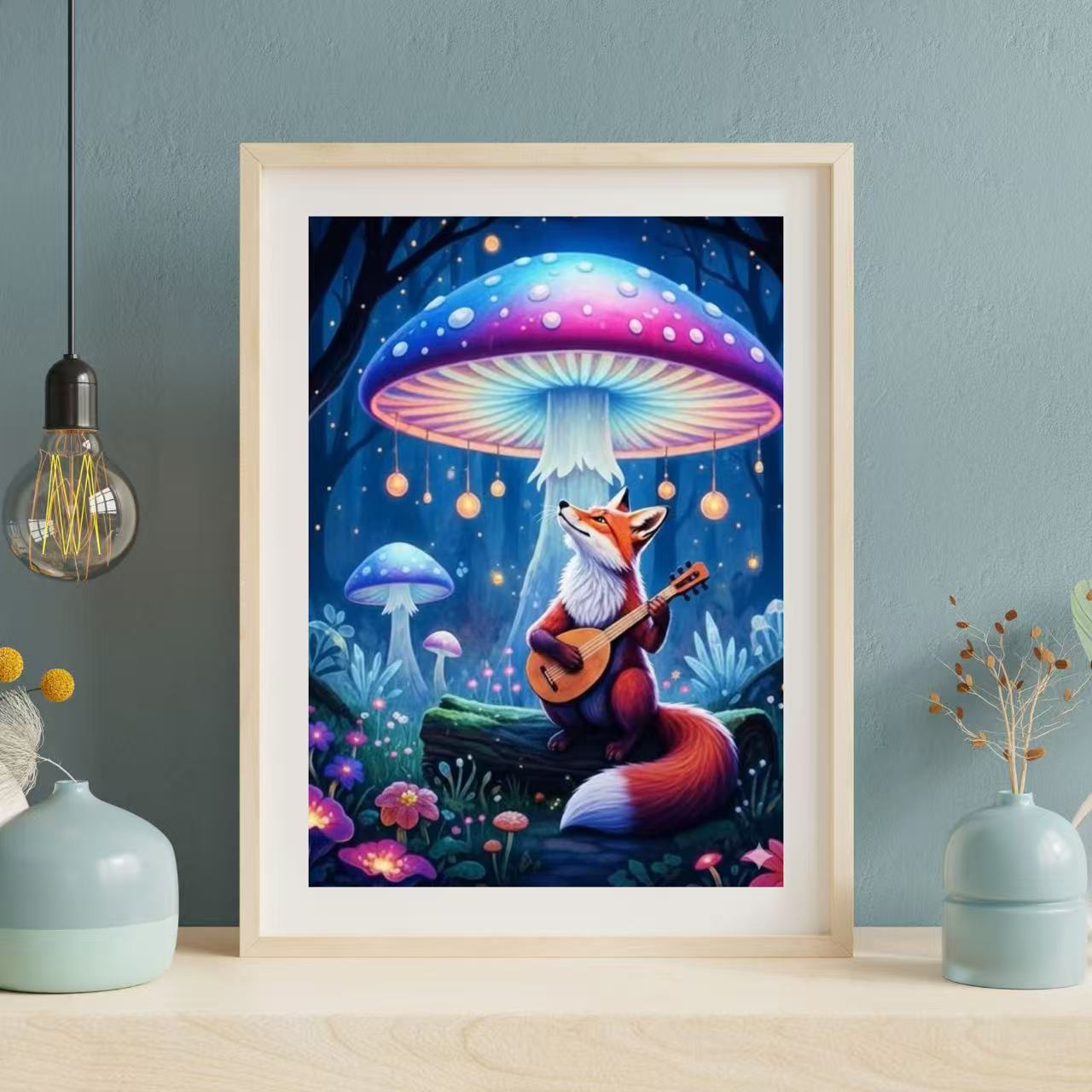 新商品：数量限定ダイヤモンドアート 【幻想的な森のメロディ 〜 魔法の夜に奏でる歌 〜】 大きなキノコの下で、一匹のキツネがウクレレを奏でる心温まる風景。 夜になると魔法がかかったように光り出す、特別なダイヤモンドアートが登場しました。 ✨...