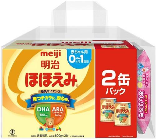 内容量:800g×2缶 母乳サイエンスから生まれた粉ミルク 「明治ほほえみ」は、母乳調査の結果に基づいて、母乳に含まれる栄養成分「アラキドン酸」を増強。DHAとともにアラキドン酸の量を、より母乳に近づけています。 赤ちゃんの成長・発育に欠か...