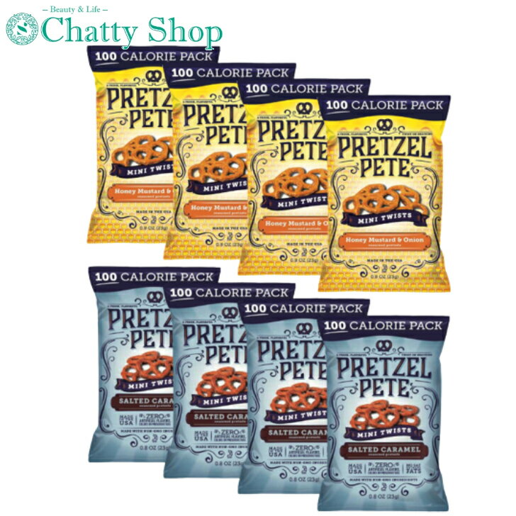 商品情報原材料・成分小麦粉、植物油脂、砂糖、食塩、麦芽シラップ、酵母、マルトデキストリン/乳化剤、香料、酸化防止剤（ローズマリー抽出物）、パプリカ色素【訳あり大特価】2種各4袋セット プレッツェルピート プレッツェル ミニ（ソルトキャラメル...