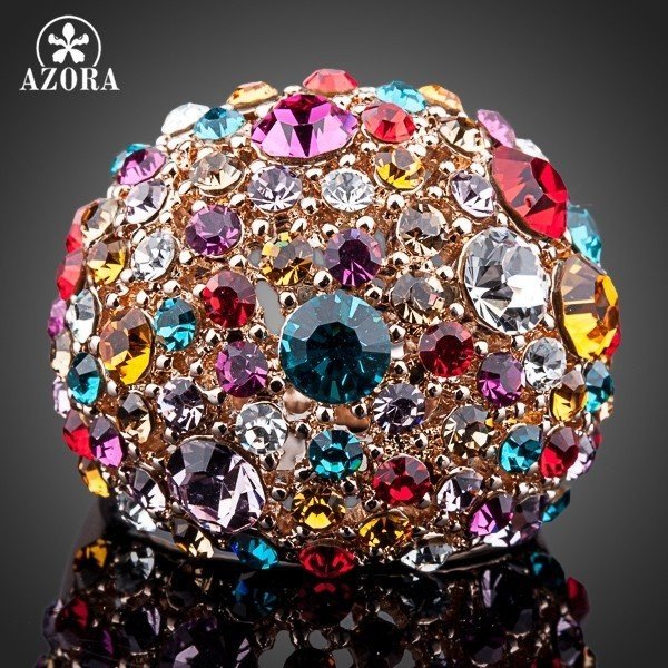 海外からの発送となりお届けに2週間程度を頂いております。予めご了承くださいませ。商品名ゴージャス ローズ ゴールド カラー マルチカラー オーストリア クリスタル リングスペックアイテム種類：リングファインやファッション：ファッションスタイ...