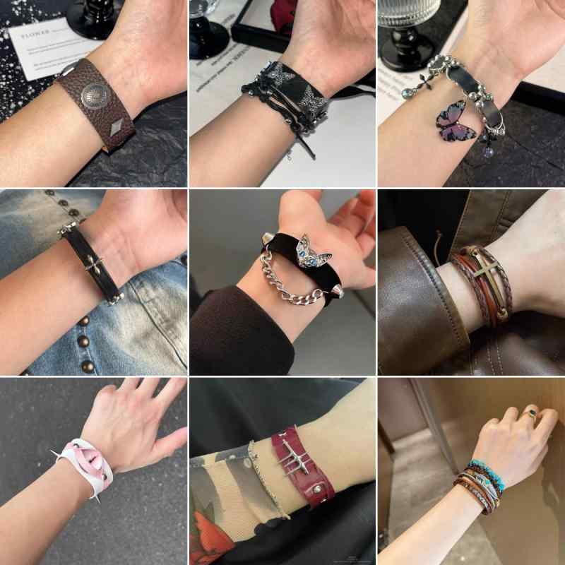 ・カテゴリ: ブレスレット・スタイル: パンク・素材: レザー・チャーム素材: レザー・加工: メッキ加工・対象: ユニセックス・形状: 幾何学・デザイン要素: サークルモチーフ・カラー展開: ホワイト、ブラック、ピンク、シルバー、レオパー...