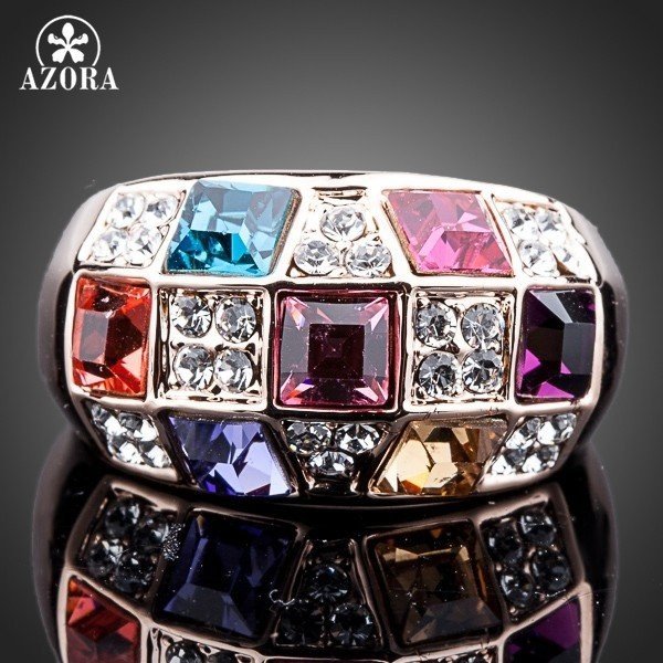 海外からの発送となりお届けに2週間程度を頂いております。予めご了承くださいませ。商品名市松 スタイル ローズ ゴールド カラー ゴージャス マルチカラー クリスタル カクテル リングスペック性別：レディース金属種別：亜鉛合金素材：ラインスト...