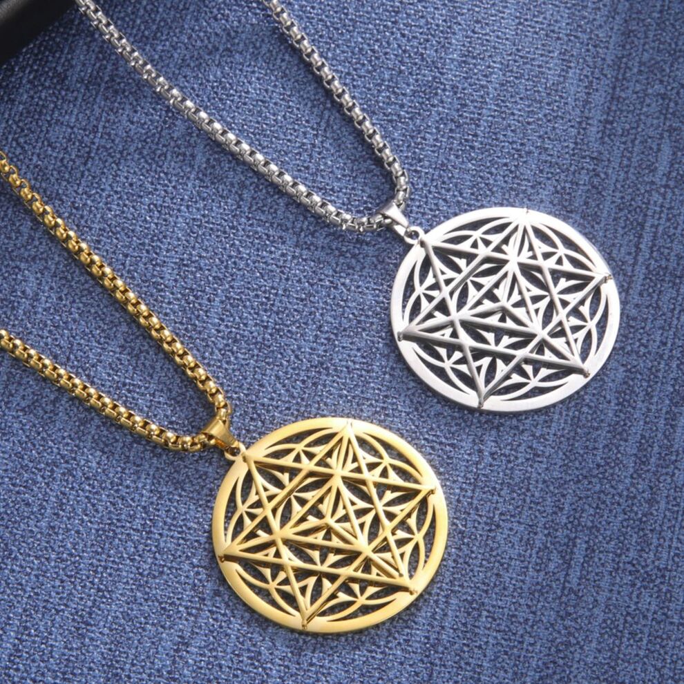 海外からの発送となりお届けに2週間程度を頂いております。予めご了承くださいませ。商品名メルカバ オーバー 花 フラワー ライフ ペンダント ネックレス スター 星 四面体 神聖 ジオメトリ カバラ お守り ステンレス スチール ジュエリース...