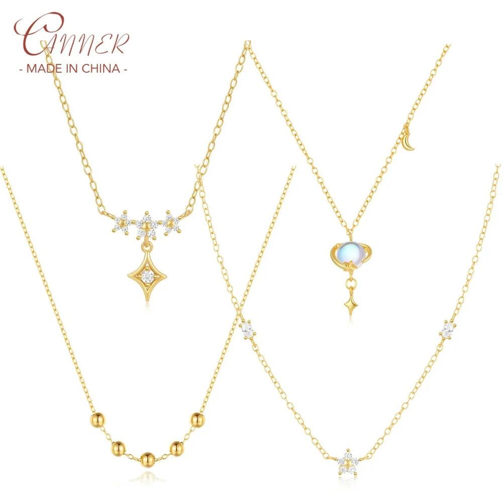 本商品は海外からの発送となり到着までに2週間程度を頂戴します。予めご了承くださいませ。商品名925 スターリング シルバー 星 惑星 スター 月 ムーン エレメント ムーンストーン ネックレス レディース 18K ゴールド 繊細 花 フラワ...