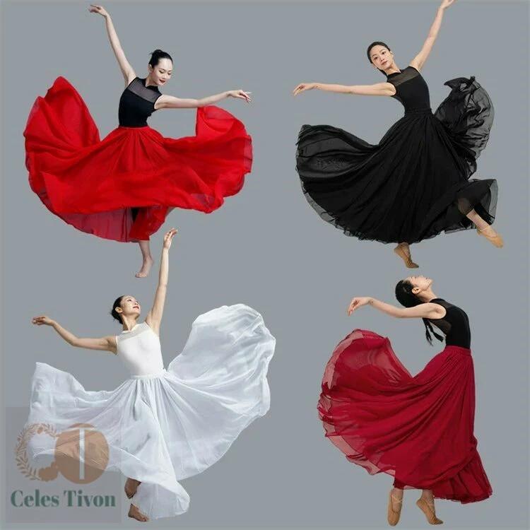2重シフォン 大きい裾スカート 古典ダンススカート ダンス スカート ロング丈 85cm 90cm 95cm有 ボリューム シフォン 大きい裾 グラデーション 360度/540度/720度 ダンススカート 社交ダンス衣装 ログ丈 飄逸 古典...