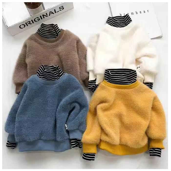 子供服 ハイネック 衛衣 秋冬服 防寒 裏起毛 モコモコ スウェット 女の子 男の子 あたたかい トップス 厚手 スウェット トレーナー キッズ 冬服 温かい スウェット 普段着 通学着 通園着 お出かけ イエロー ブルー ブラウン ホワイ...