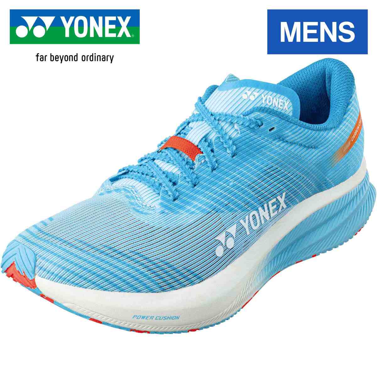 羽のような軽さ、飛ぶようなスピードランニングシューズ。【パワークッション（R） プラス】12mの高さから落とした生卵が、割れずに6m以上跳ね返る「パワークッション（R）プラス」ヨネックス独自の衝撃吸収性と反発性を併せ持つ衝撃吸収素材パワーク...