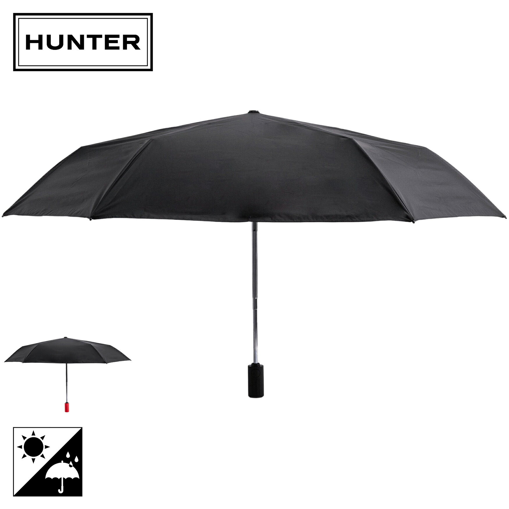 Hunterから初の晴雨兼用傘が登場しました。オール ウェザー オート コンパクト アンブレラは、日傘の機能を携えながら、雨を防ぐこともできる日常使いに最適なアンブレラです。便利なワンタッチ開閉仕様になっています。※一級遮光生地使用/ 遮熱...