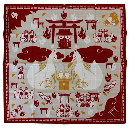 素材 綿100％ サイズ 50×50cm 注意 商品画像は実際のものと多少色味が異なる場合があります。 予めご了承くださいませ。 製造元 宮本株式会社　kenema弁当包みやひざ掛けなど使い勝手のいい小風呂敷【百千狐稲荷】50センチ×50セ...