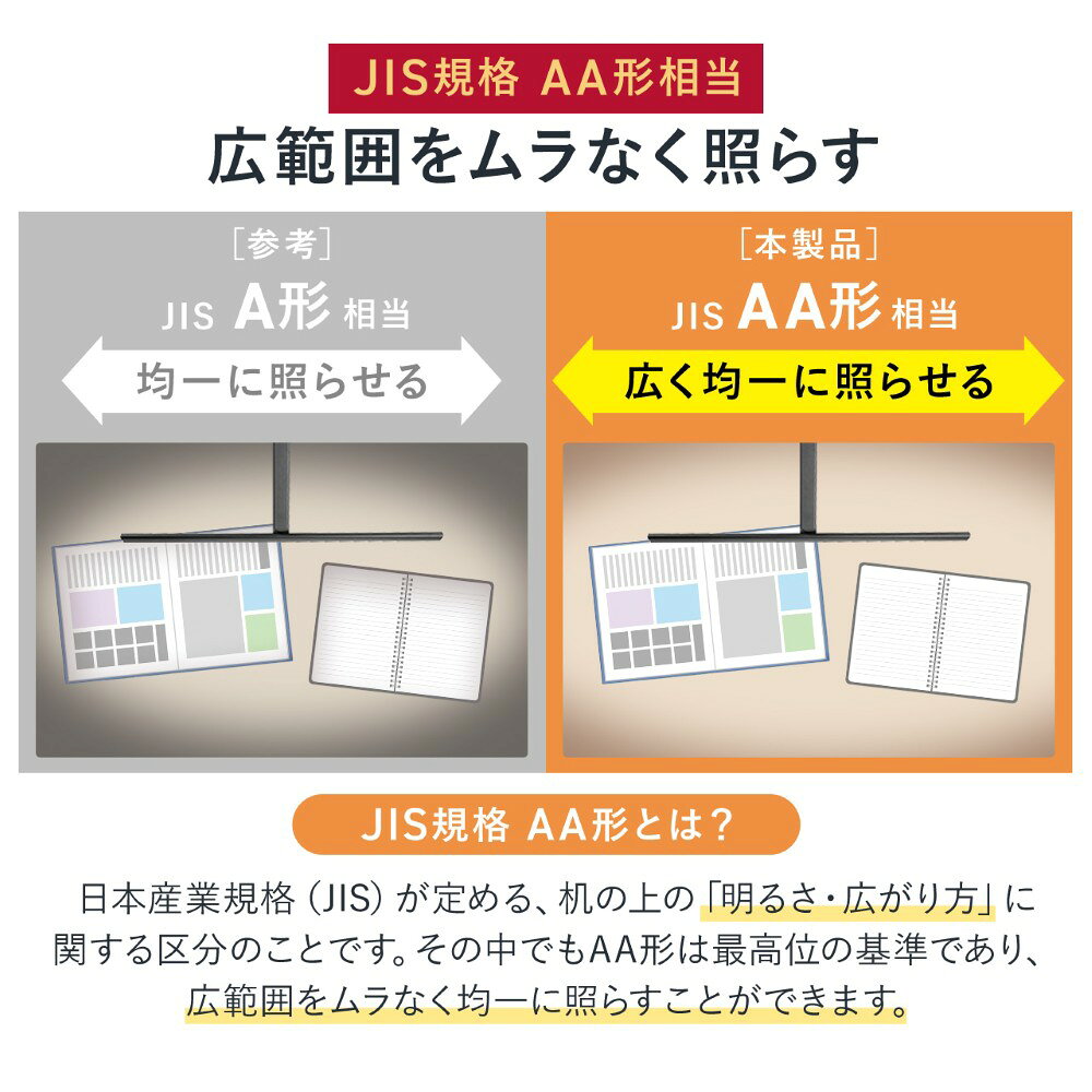 80cmのワイド照射に対応したクランプ式LEDデスクライトです。手元に影ができにくい構造で、在宅ワーク、パソコン作業、読書、勉強、学習机での使用に適しています。調光・調色機能を搭載し、時間帯や用途に合わせて明るさと光の色を変更できます。デス...