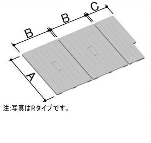 LIXIL｜INAX 風呂フタ 浴槽1200用組フタ(3枚) 品番: TB-120SKR（Rタイプ） 寸法：　690x1130mm 奥行A 690mm, 幅B 440mm, 幅C 250mm 色：アイボリー 対象シリーズ: ホールインワン浴...