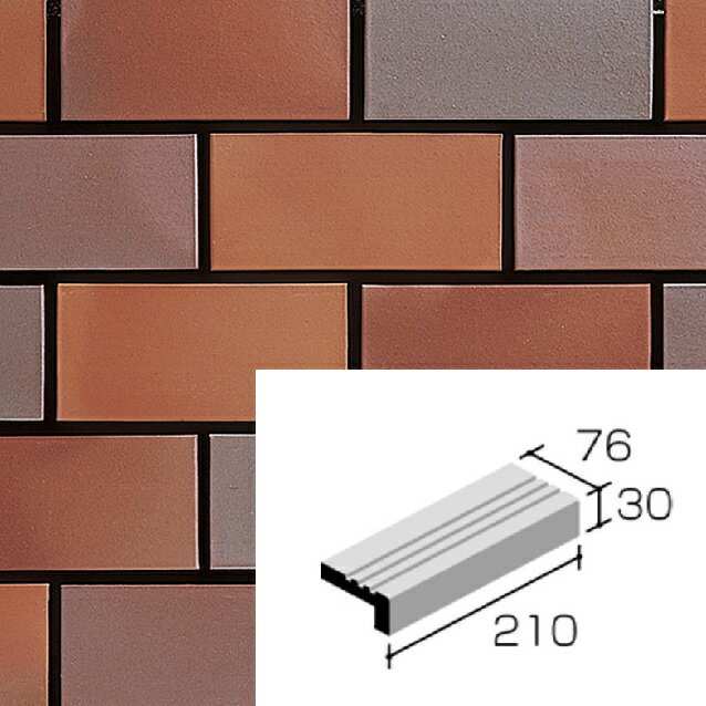 【製品仕様】 規格区分：AII無ゆう（せっ器質） 生産国：日本 品名：タレ付階段210 品番：RF-210K 実寸法（mm）：約（76＋30）×210 平米必要数：5枚/m 1箱入数：40枚/箱 1箱重量：24.0kg/箱 【用途】 屋内壁...