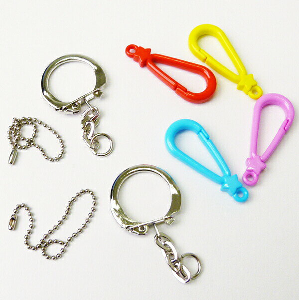 ■プラ板プレートの留め具　100個●>手作り工作　材料セット 【商品番号】 No.2915キーホルダー　100個 No.2916ボールチェーン　100個 No.2917カラーホルダー　100個 【単位】100個 【備考】プラ板は別売りです