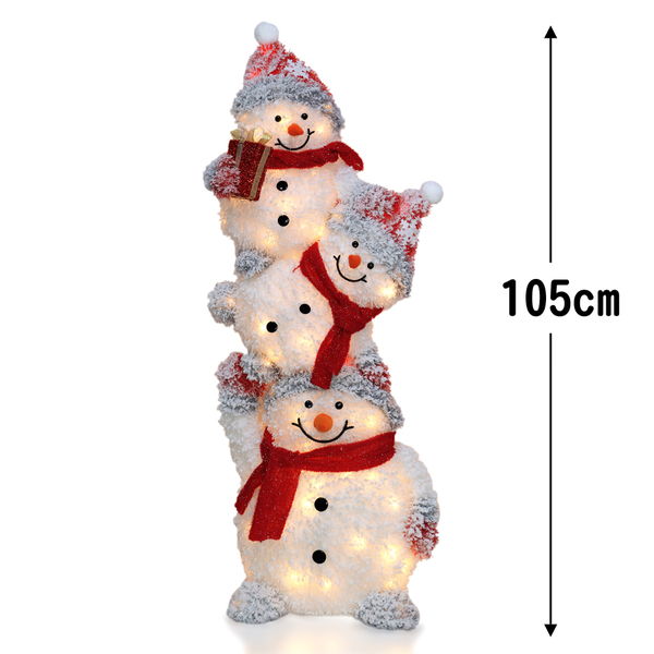 クリスマス装飾　LEDファブリックスノーマンフレンズ（ハーフ）　H105cm 【商品番号】No.1879 【商品説明】クリスマスのイベントや装飾・ディスプレイ・イルミネーションに！電源ONでモチーフ内のLEDが光ります。半立体のため、壁際や...