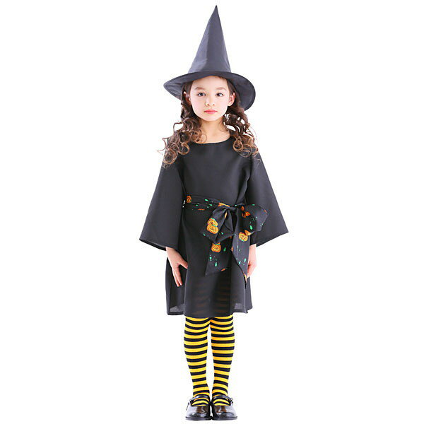 子供コスチューム　ベイシックウィッチ　キッズ　120 【商品番号】No.21545 【商品説明】ハロウィンパーティーやイベントに子供用のコスチュームです。カワイイ魔女の女の子になれちゃいます。みんなに魔法をかけにいこう〜 【セット内容】帽子...