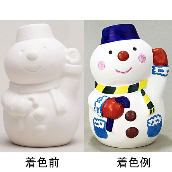 クリスマス手作り工作キット　陶器の色塗り貯金箱　雪だるま 【商品番号】No.22501　1個No.22502　6個No.22503　12個 【商品説明】色を塗るだけで、自分だけの雪だるま貯金箱が作れます。色を塗って、完全に乾いたら、付属のシ...