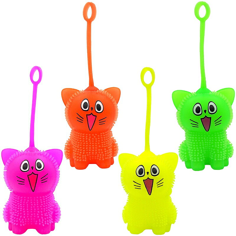 ピカピカもじゃもじゃネコちゃんんヨーヨー　10個＋予備2個 【商品番号】No.26030 【商品説明】 ゴムのように伸びるヨーヨーです。衝撃でピカピカ光ります。4色アソート　衝撃で光る！　可愛い陽気な表情のネコちゃんのフラッシュヨーヨーです...