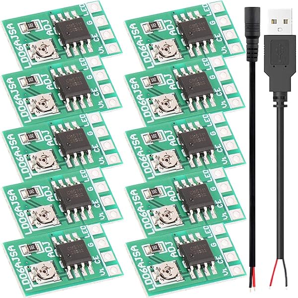 10個 LED電流ドライバモジュール可変電流LEDドライバボード DC 3.3V 3.7V 5V 6V LED の運転者モジュール PWMコントロールボード30-1500mA 1.5A定電流調整可能モジュール USBオスケーブル付き DCメ...