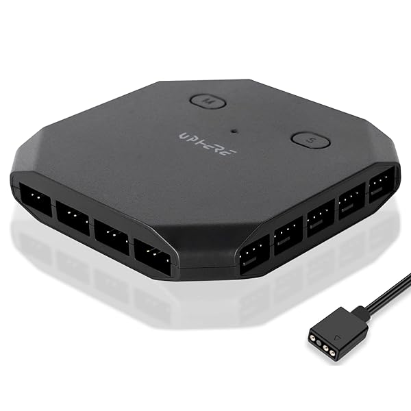 Novonest ファンハブ 5V 3PIN ARGB コントローラー ファン増設用 AURA Sync同期 8基 PWM 4PIN PCケースファン用 6基 ファンケーブルを整理 SATA電源入力 Fan Hub 最大14基「FH14-5...