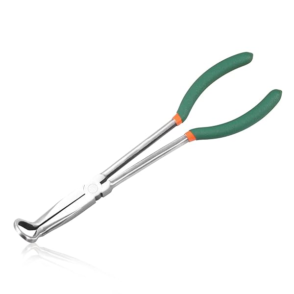 超ロング ホースプライヤー メカニックプライヤー 先端半丸 先曲がり 全長274mm 超ロングノーズホースプライヤー 狭い隙間の作業に活躍 ロングリーチ ロングサイズ 自動車 バイク 機械 プロ ホース掴み ホースの脱着 作業工具 ツール ...