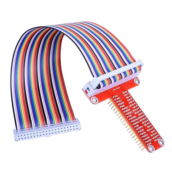 RPi GPIO ブレークアウト拡張ボード + リボンケーブル + 組み立て済みTタイプ GPIOアダプター 20cm FC40 40ピン フラットリボンケーブル Raspberry Pi 3 2 Model B B B + SC05用ブラ...