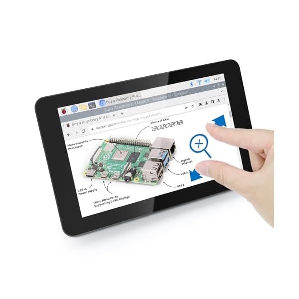 7インチタッチディスプレイ for Raspberry Pi 5 4 B 3 B+ A+, 800x480ピクセルIPSモニター, 5点カパシティブタッチスクリーン, ドライバーフリーMIPI DSIポートブランド色7 inch IPS t...
