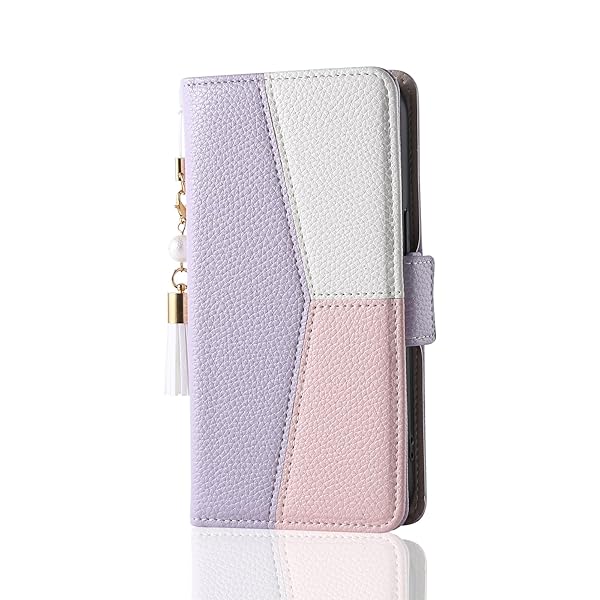 Basic active2 ケース 手帳型 可愛い 多機能ケース ツートン パールタッセル付き シンプル BASIO active2 SHG12/シンプルスマホ7/スマホ6対応 マグネット スタンド機能 安い ハイセンス 耐衝撃 Basic...