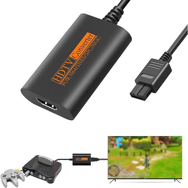 N64 HDMIビデオコンバーター N64 HDMI変換アダプター 720p出力 プラグ＆プレイ N64・ゲームキューブ・スーパーファミコン対応 HDMIケーブル付属ブランド色ブラツクモデルadapter-3商品説明【商品概要】【N64／ゲ...