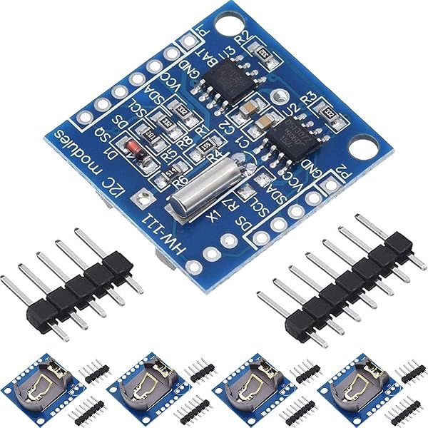5PCS の小さい RTC I2C の実時間時計モジュール AVR ARM PIC SMD のための のための記憶高精度 DS1307 時計モジュール、まっすぐな単一の列とブランド色Tiny RTC I2C リアルタイム クロック モジュー...