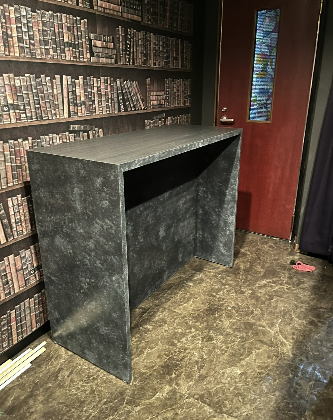 商品情報サイズ幅120✖︎高さ99✖︎奥行き50センチバーカウンター　アイランドテーブル　キッチンテーブル　カウンター バー　レジ　アイランド　キッチン　受付　カウンター　モルタル　オシャレ　大理石　エバーグリーン　人気　早い　完成 5