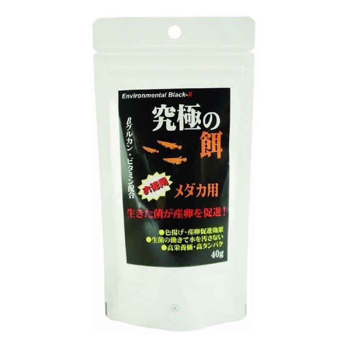 【商品説明】良嗜好性、高タンパク。生菌の働きで消化吸収を助け水を汚さないメダカ用飼料。　【原材料】オキアミミール・魚粉・イカミール・ガゼイン・甘草粉末・乳酸菌・ビフィズス菌・バチルス菌・ベタイン・ビタミン・ミネラル