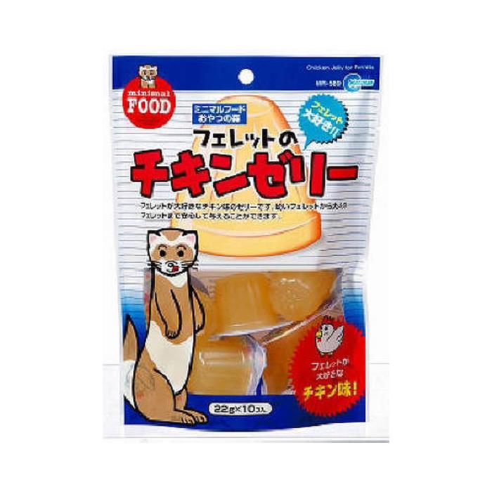 【商品説明】フェレットが大好きなチキン味ビタミン・ミネラルが豊富。幼いフェレットにも安心して与えることができる。　【原材料】チキンパウダー、ブドウ糖果糖液糖、ブドウ糖、ゲル化剤、酸味料、香料、尿消臭天然エキス