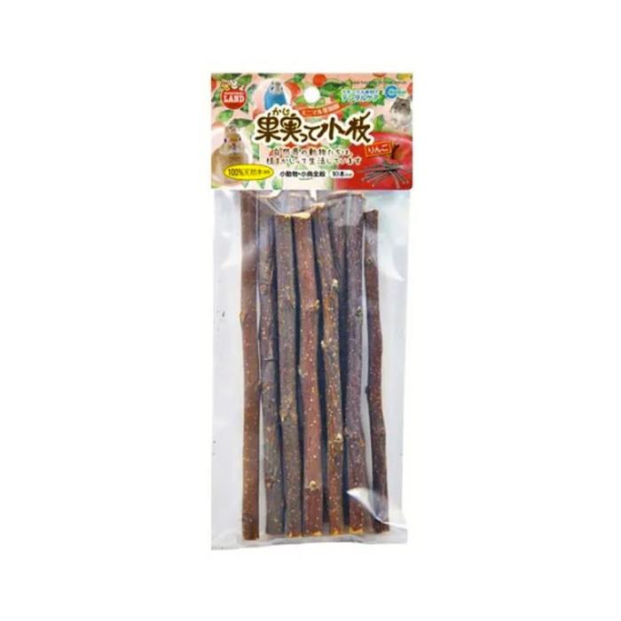【商品説明】木の皮をはがしたりするのが大好きな小動物や小鳥に飼い主が手から与えられる長さのりんごの木枝　【原材料】りんごの木・フジの木