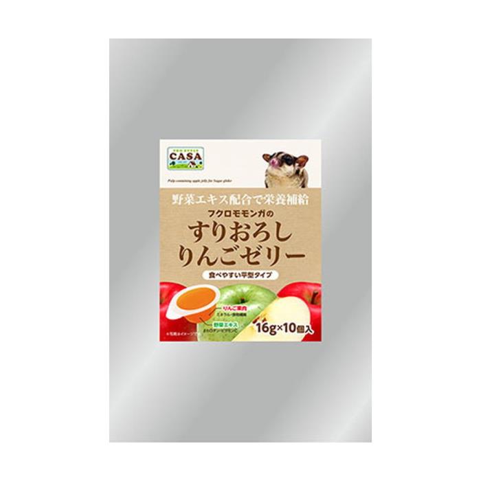 【商品説明】フクロモモンガの大好物のりんご果肉入りゼリー。　【原材料】ブドウ糖果糖液糖・ブドウ糖・りんご果肉・ほうれん草・にんじん・ゲル化剤（増粘多糖類）・酸味料・ph調整剤・着色料（赤色102号・黄色4号）