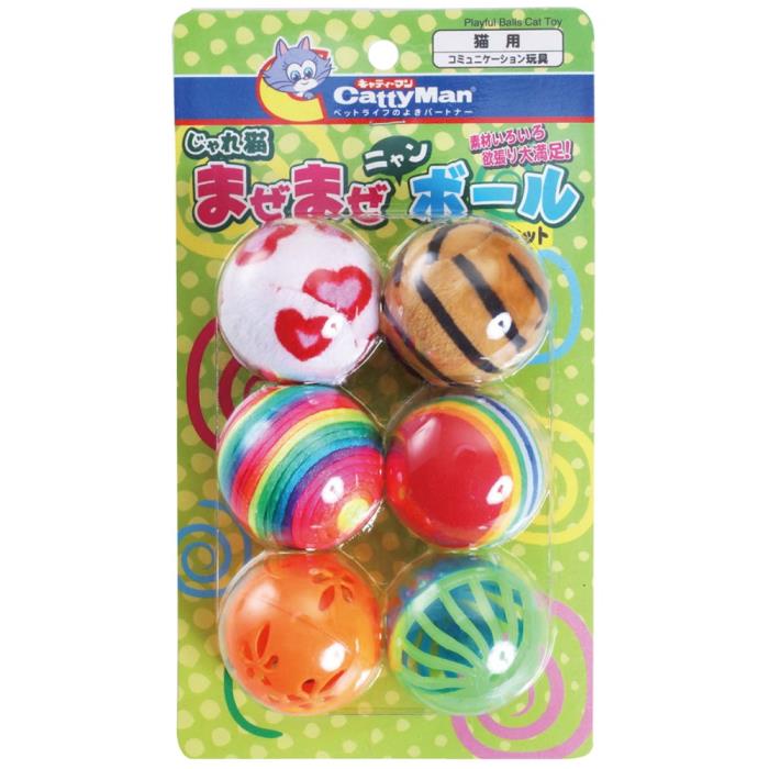 【商品説明】直径約4cmの色や材質など種類の異なるボール6個詰め合わせ　【原材料】スチロール、PVC、スチール、ポリエステル